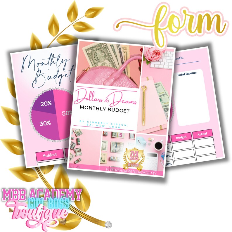 Monthly Budget Chart Form, Girl Boss Financial Form, Small Business ...