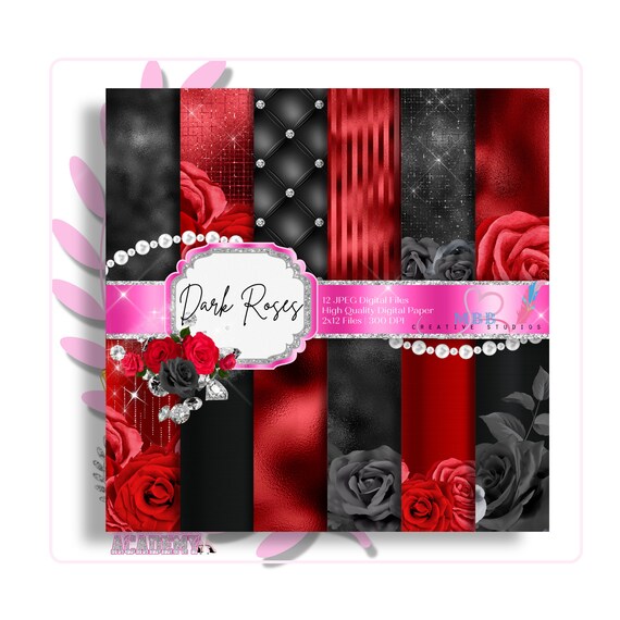 Red Rose Paper Black Rose Digital Paper Rose Digital Planner - Etsy