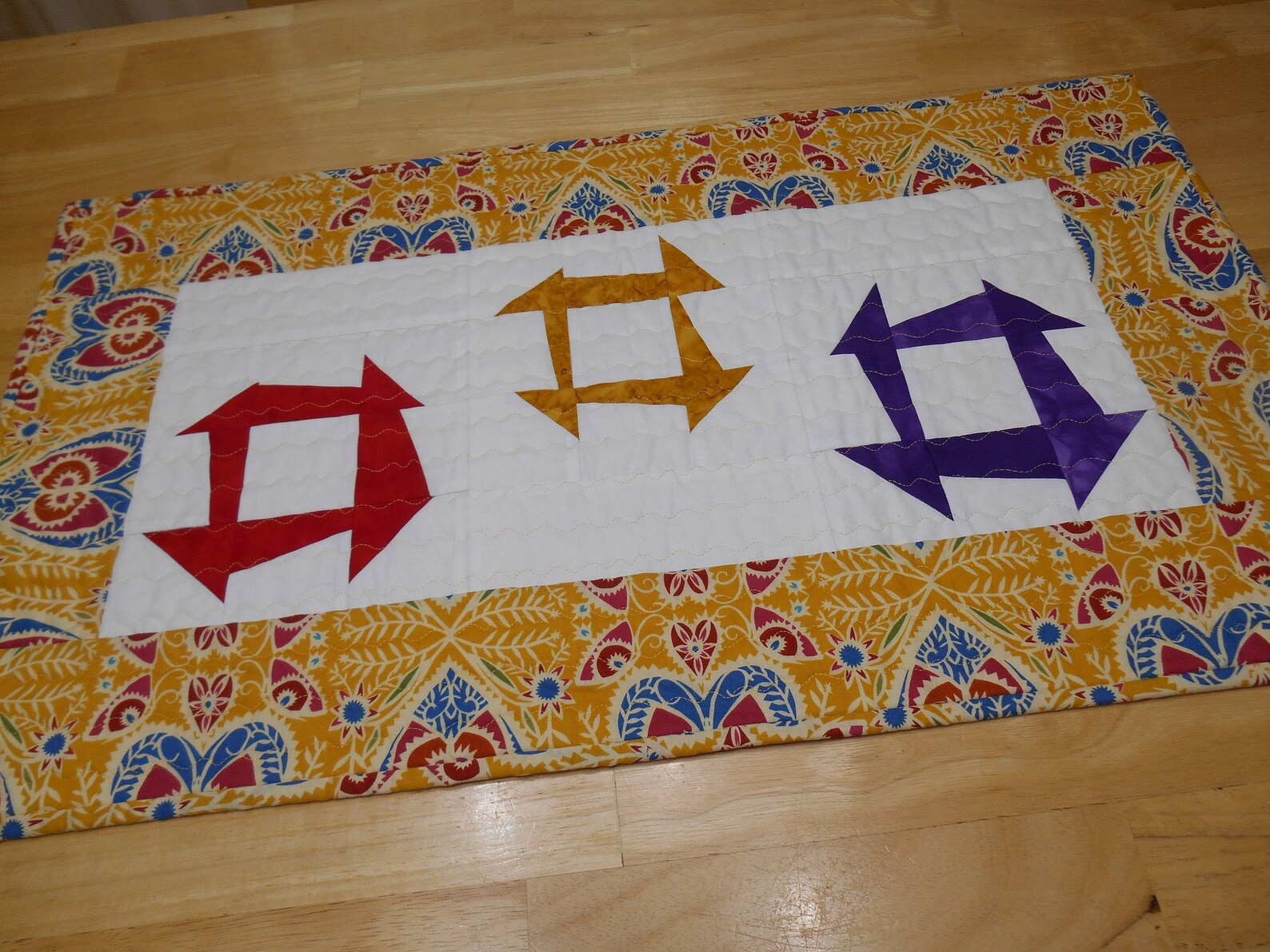 Modern Bright Wonky Churn Dash Quilted Table Runner - Etsy