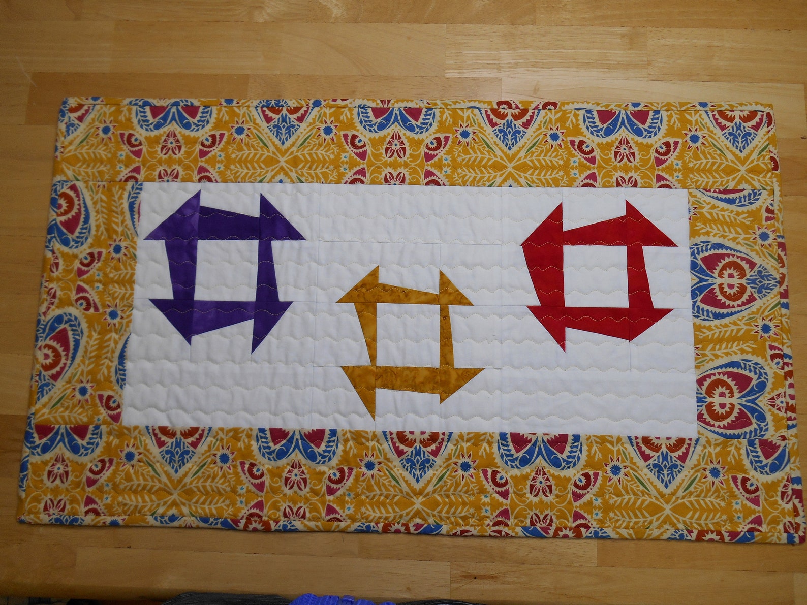 Modern Bright Wonky Churn Dash Quilted Table Runner - Etsy