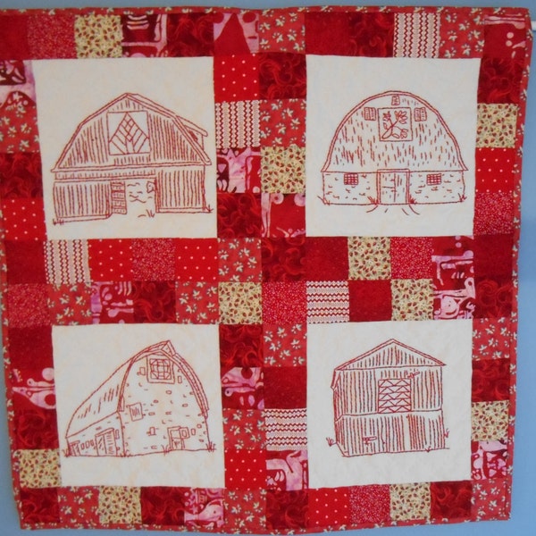 Redwork Quilt - Etsy
