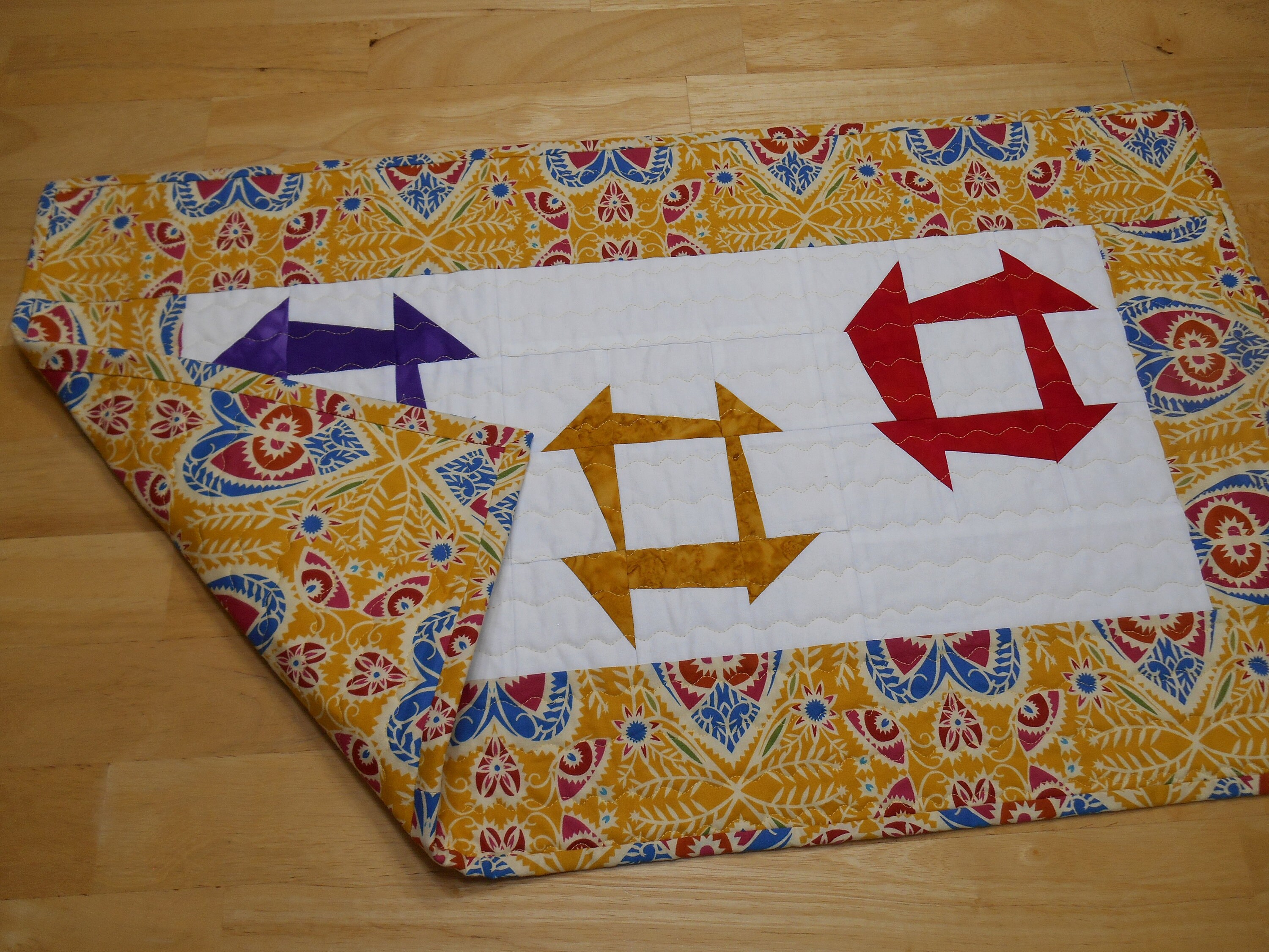 Modern Bright Wonky Churn Dash Quilted Table Runner - Etsy