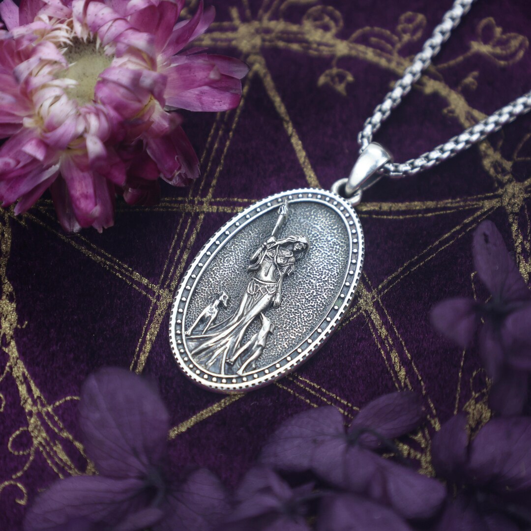Handcrafted 925 Sterling Silver Hecate Pendant, Triple Moon Goddess ...