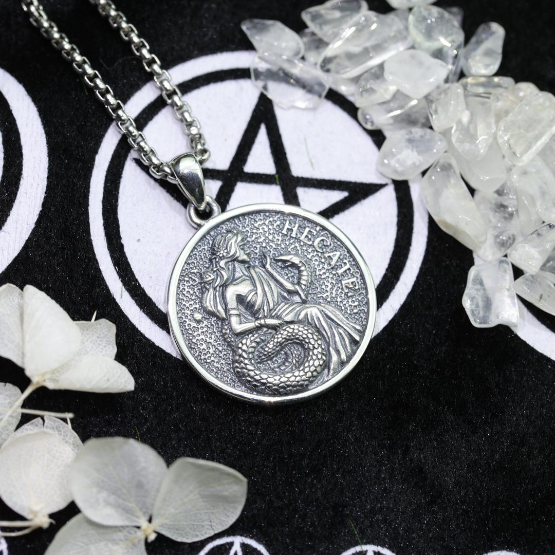 Hecate Serpent Necklace: 925 Sterling Silver Goddess Coin Pendant ...