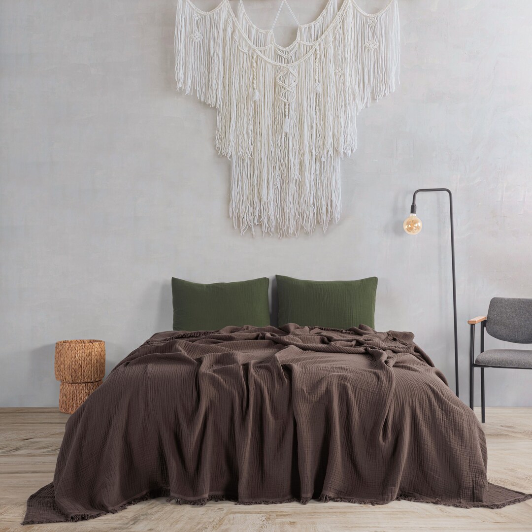 Brown Throw Blanket - %100 Organic Cotton Lightweight and Breathable 4 ...