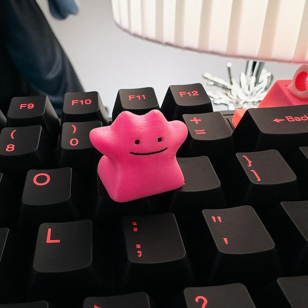 Cute Pink Ditto Keycap – Handmade-style Pokémon-inspired Artisan Keycap ...