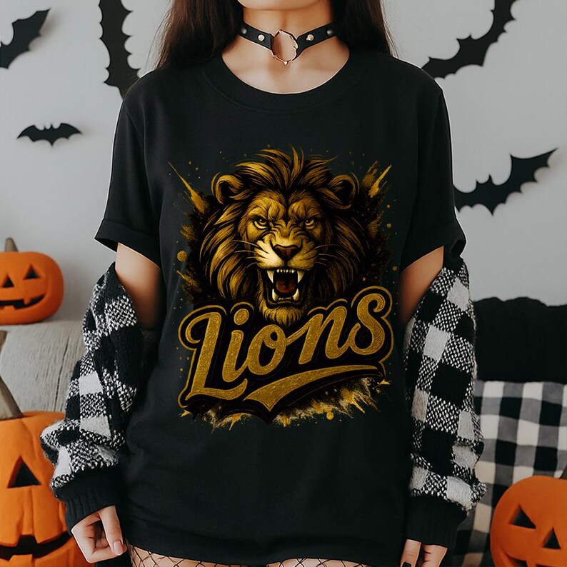 Lions Teacher Black and Gold Lions PNG | Lion Mascot Sport Design ...