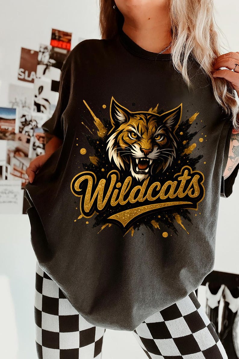 Black Gold Wildcats PNG Wildcat Sport Png Baseball School Mascot ...