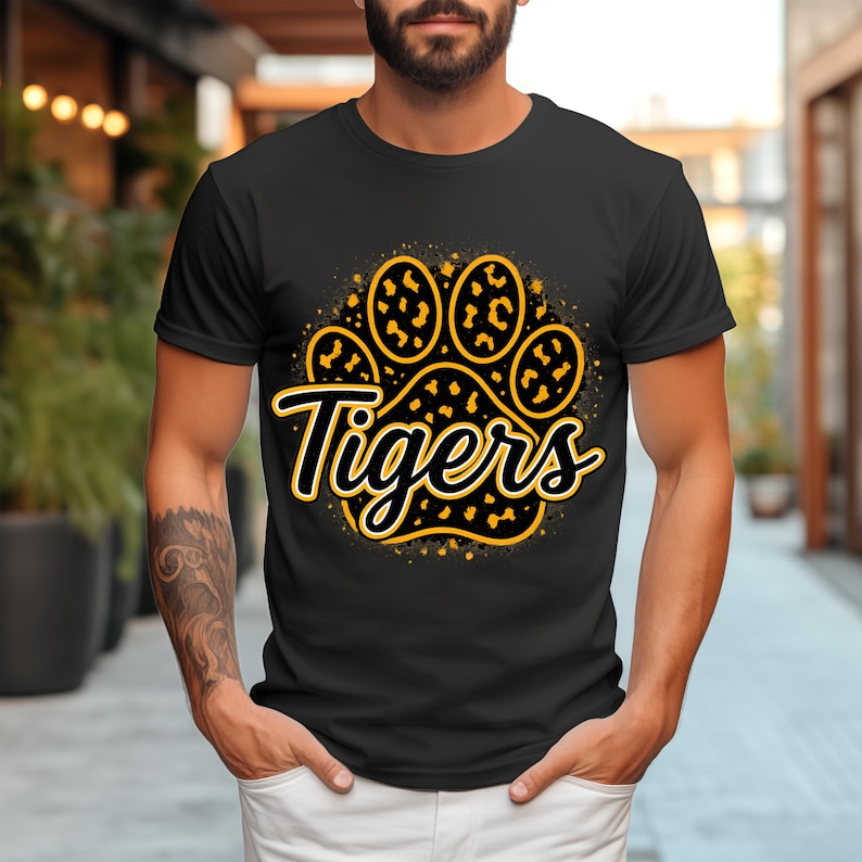 Pawprint Black Gold Tigers PNG, Tigers Mascot Png Sport Football ...
