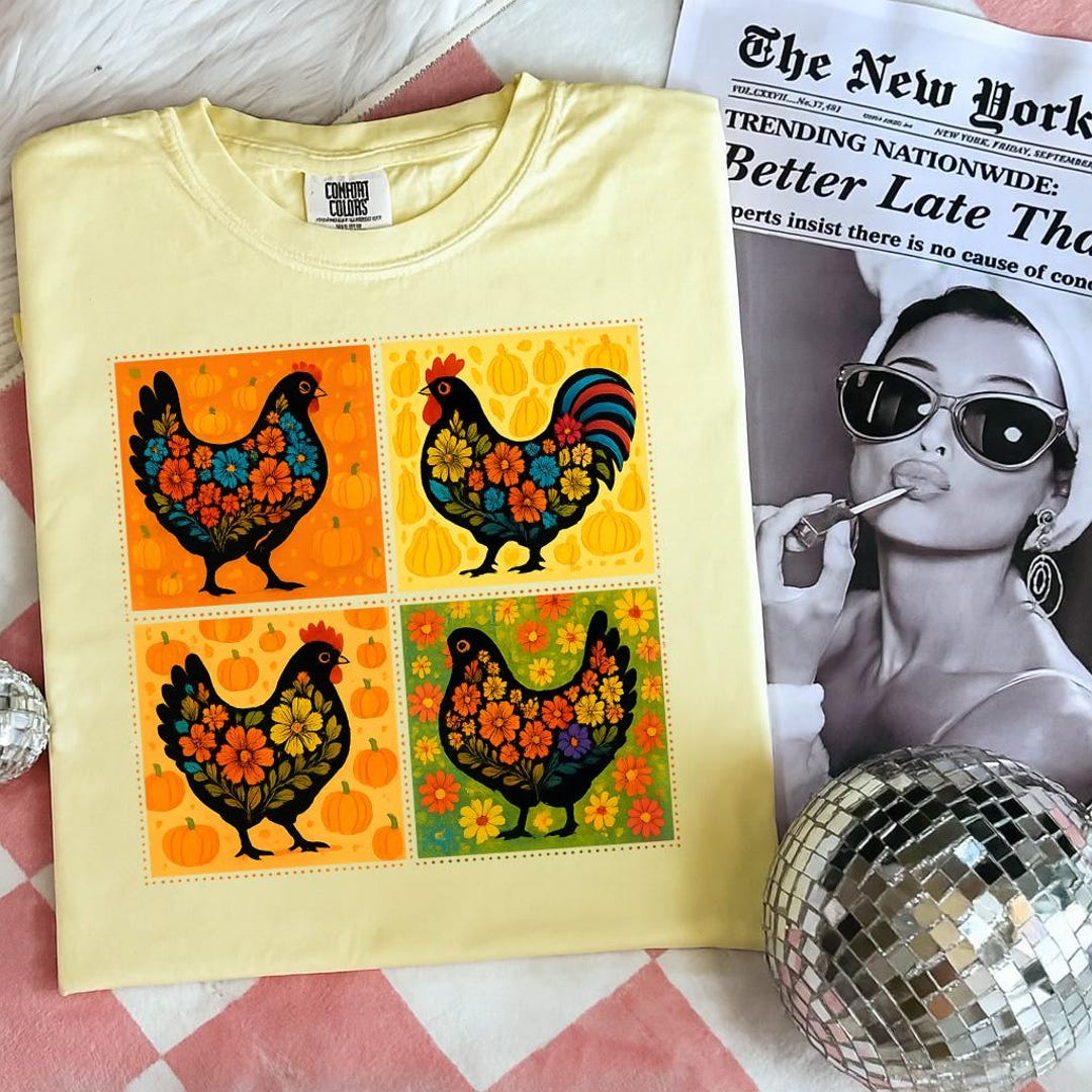 Fall Floral Chicken Png, Girly Pink Pumpkin Png, Autumn Farmhouse Shirt ...