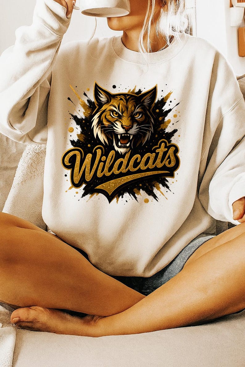 Black Gold Wildcats PNG Wildcat Sport Png Baseball School Mascot ...