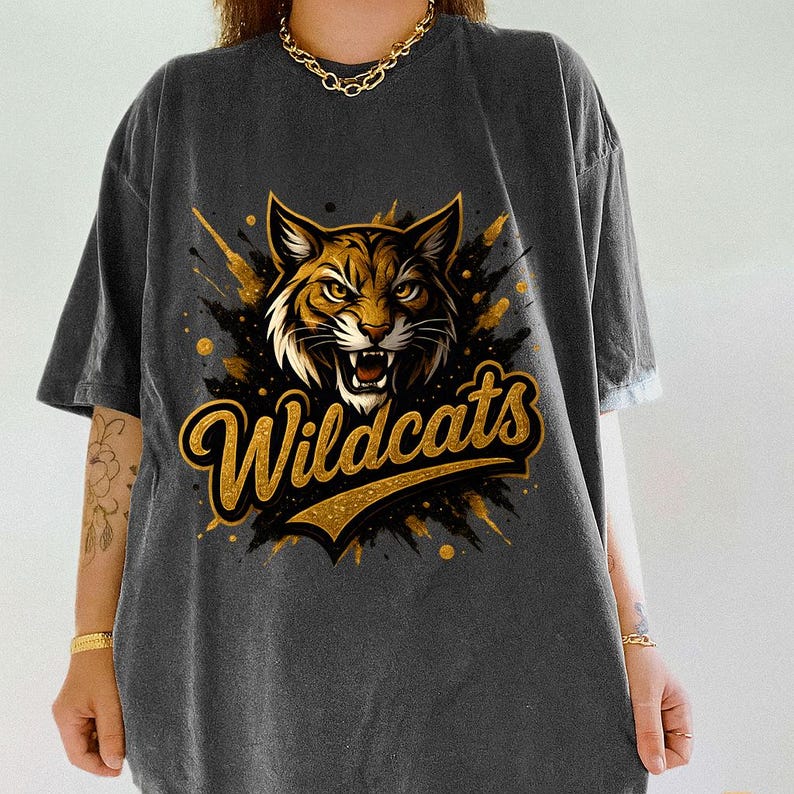 Black Gold Wildcats PNG Wildcat Sport Png Baseball School Mascot ...