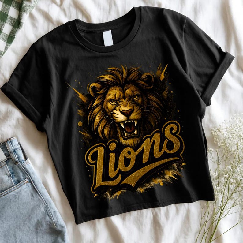 Lions Teacher Black and Gold Lions PNG | Lion Mascot Sport Design ...