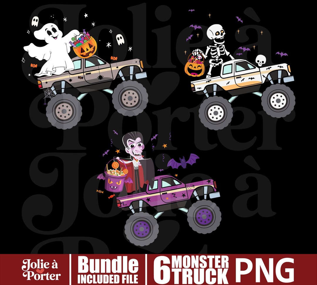 Halloween Monster Trucks PNG – Spooky Ghost Skeleton Dracula Clipart ...