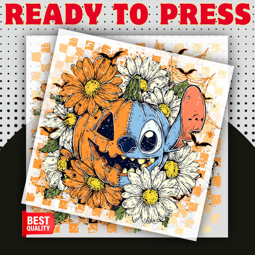 Spooky Blue Creature DTF Transfer: Halloween Pumpkin Floral Design - Etsy