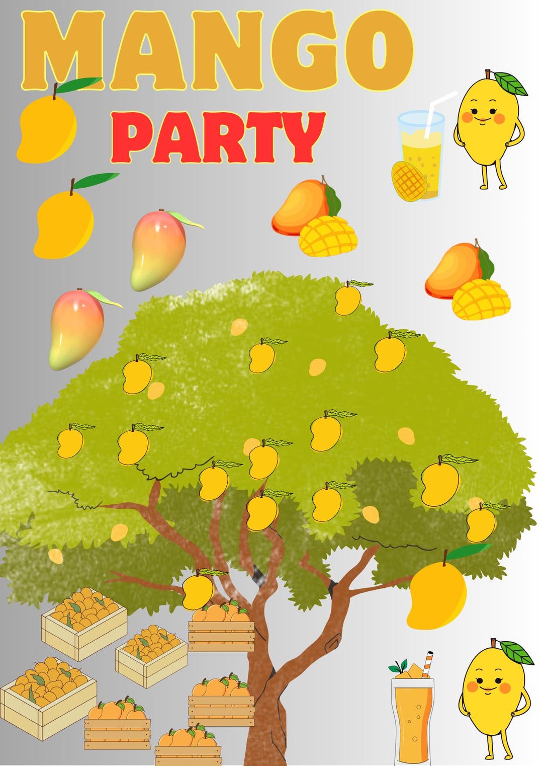 1; Special Gift of Summer | Mango Party Invitation | Editable Summer ...
