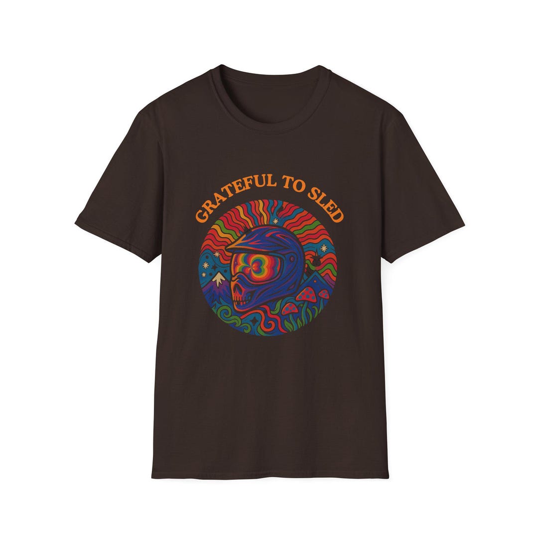 Grateful to Sled Shirt | Psychedelic Snowmobile T Shirt | Sled Head Tee ...