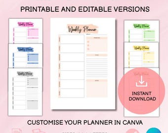 Weekly Planner Canva Template - Etsy