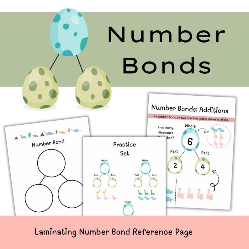 Dino-themed Number Bonds | 1st Grade Math Worksheets + Laminate Mat - Etsy