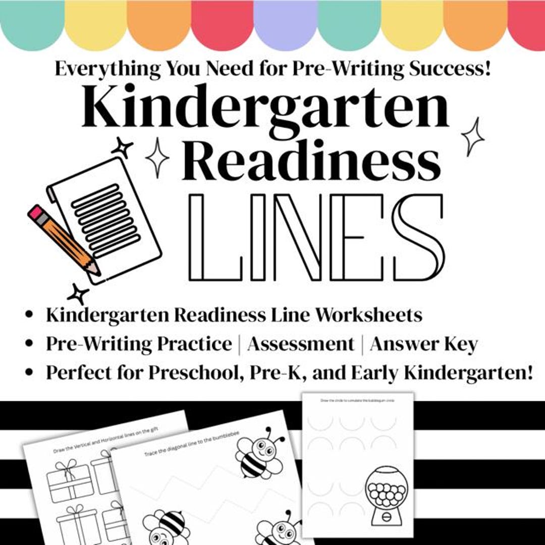 Kindergarten Readiness Line Worksheets | Pre-writing Practice ...