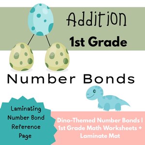 Dino-themed Number Bonds | 1st Grade Math Worksheets + Laminate Mat - Etsy
