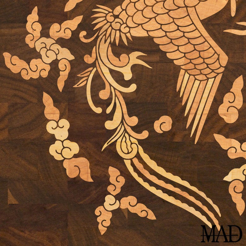 Bong-hwang Phoenix CNC Inlay File: Korean Symbol of Peace & Prosperity ...