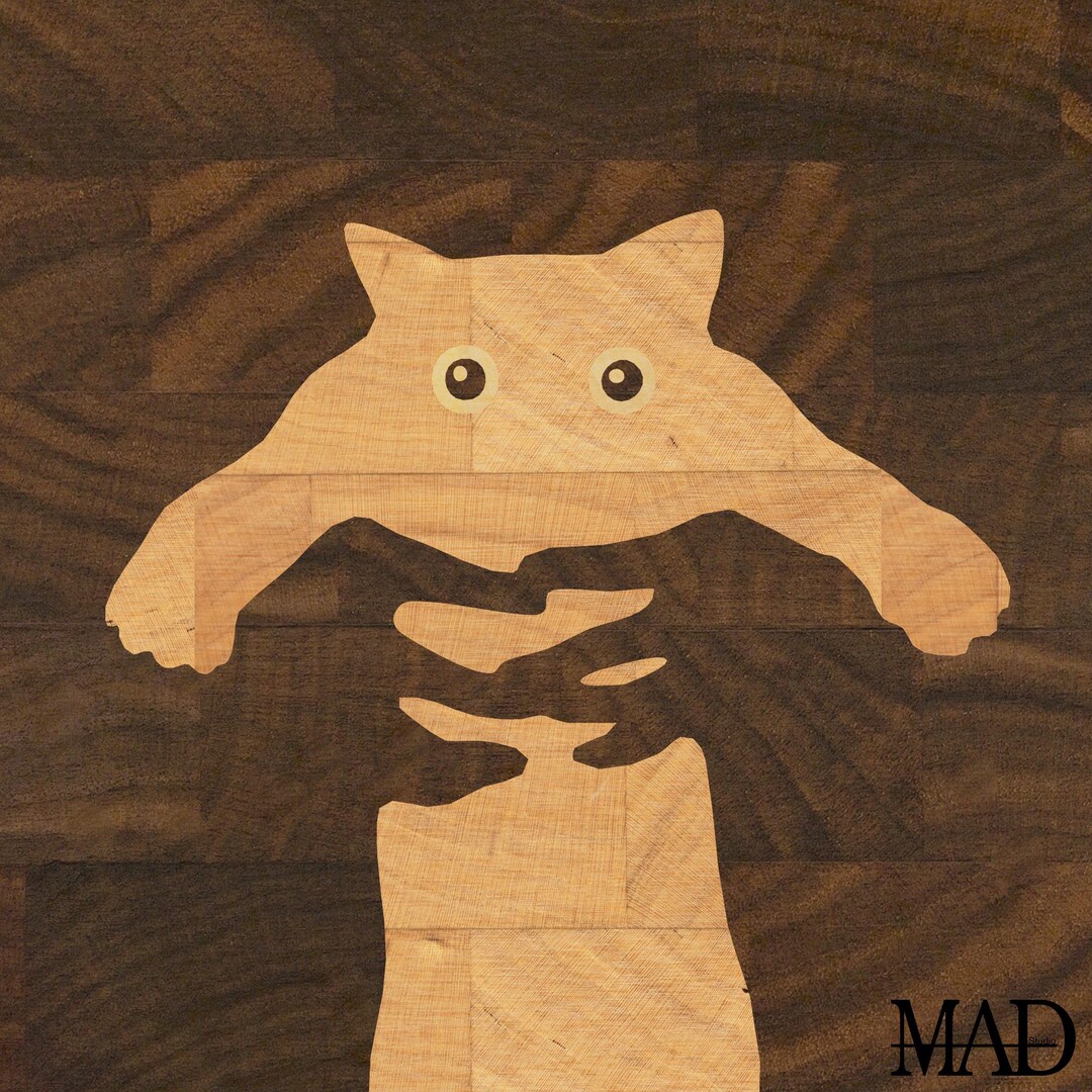 Meme Cat CNC File, Funny Long Cat Inlay Design for Woodworking (SVG ...