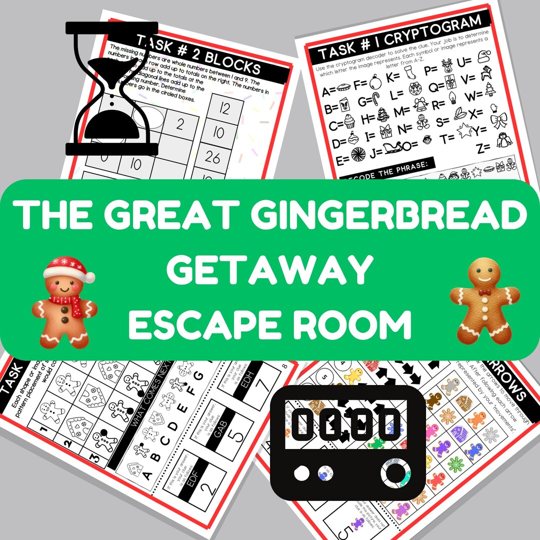 Gingerbread Escape Room for Kids | Printable Puzzle Game (PDF) - Etsy
