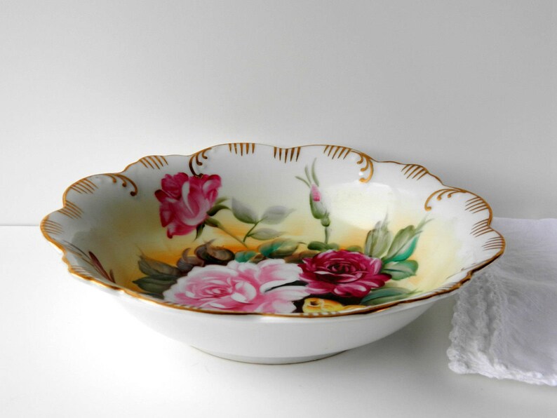 Victorian Decor. Pink Roses Bowl. Cabbage Roses Bowl. Shabby - Etsy