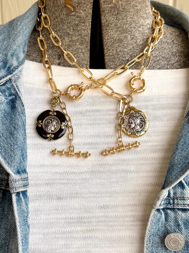 Coin Replica Jewelry Set – Toggle Necklace, Charm Bracelet, Earrings - Etsy