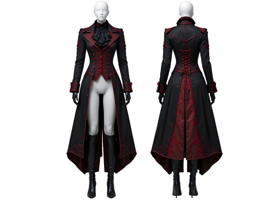Gothic Vampire Tailcoat: Embroidered Victorian Steampunk Coat - Etsy