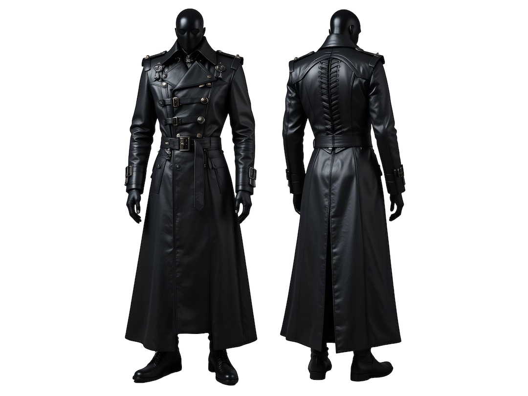 Men's Gothic Leather Trench Coat | Steampunk Vampire Duster, Handmade ...