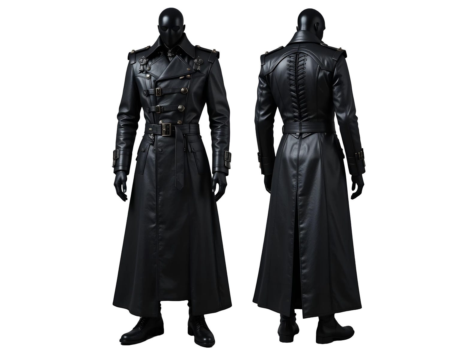 Men's Black Gothic Leather Trench Coat | Steampunk Vampire Duster ...
