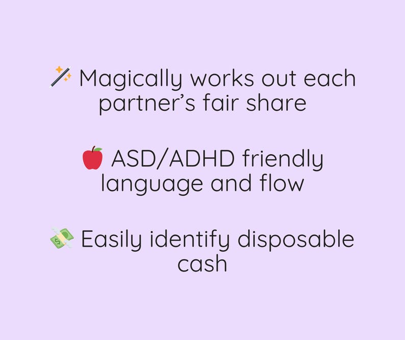 Fair Split Couples Budget Spreadsheet | Household Expenses | Income ...