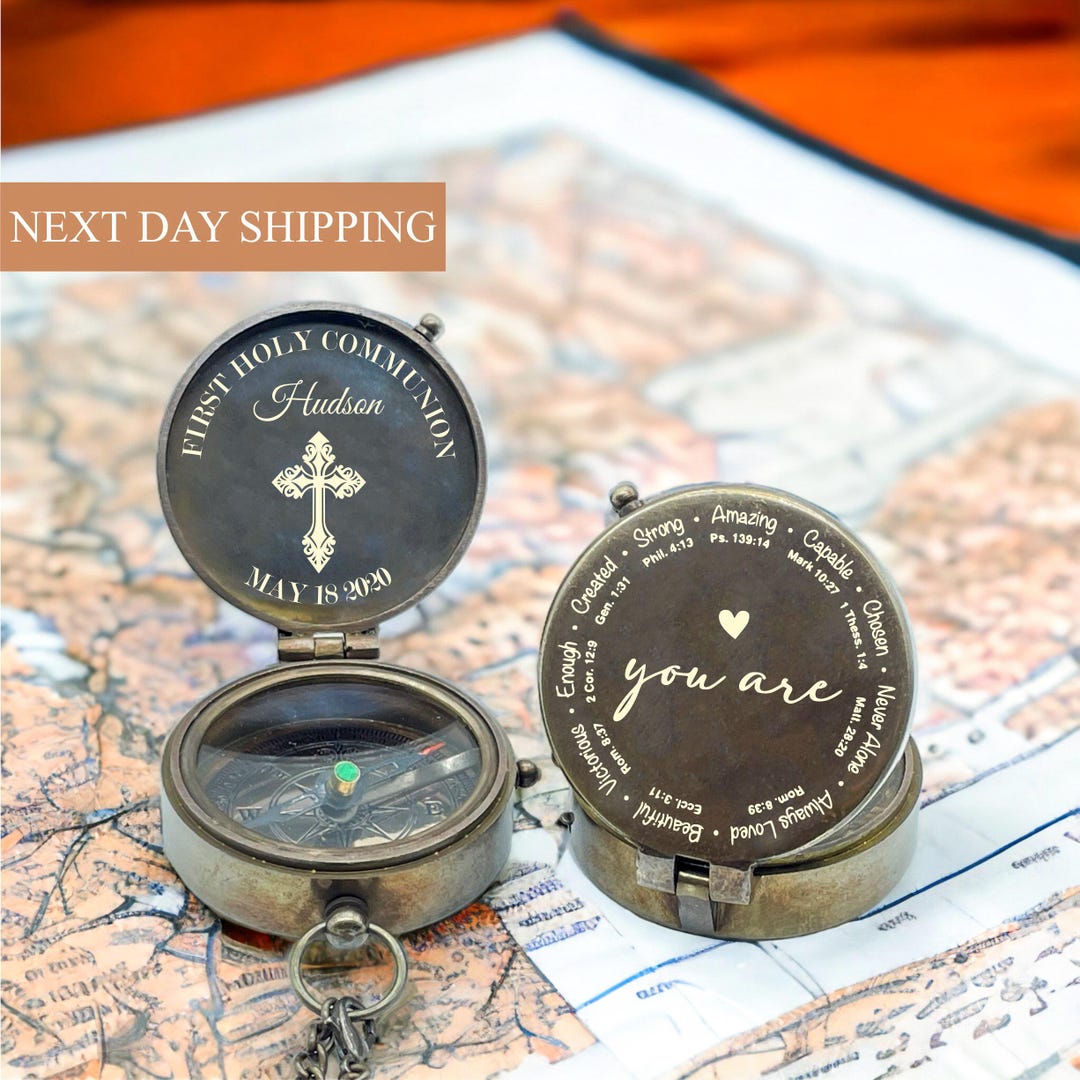 Personalized Compass, Baptism Gift Boy, Godson Present, Christian Gifts ...