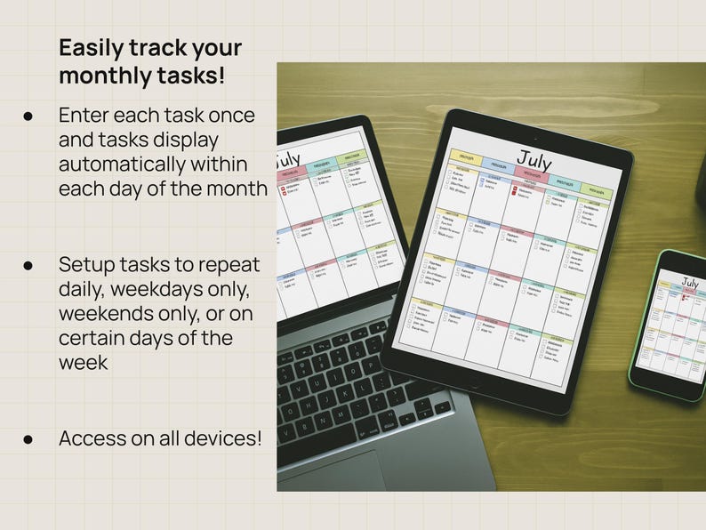 Automated Google Sheet Monthly Calendar | Dynamic Daily Task ...