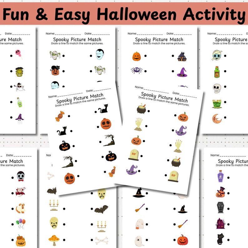 Halloween Picture Matching Game for Kids: Preschool & Kindergarten ...