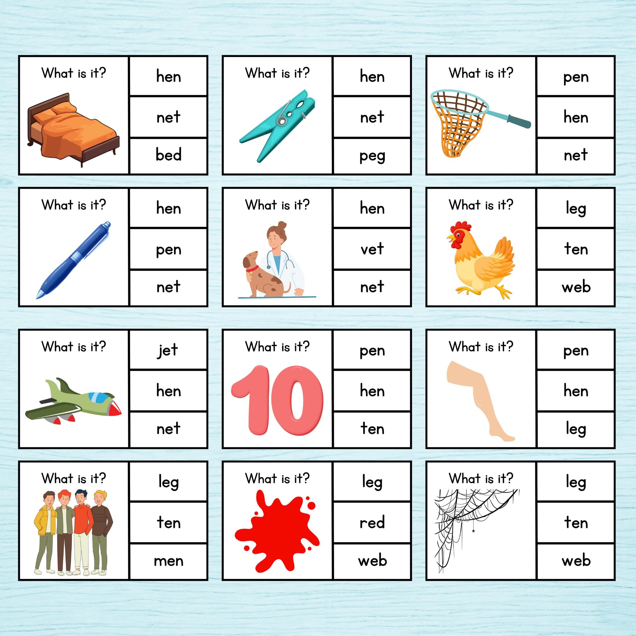Montessori CVC Word Clip Cards – Printable Phonics Game (PDF) - Etsy