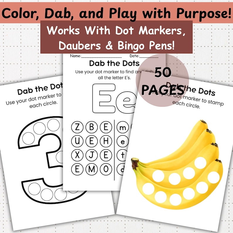 Dab the Dots Worksheets: 50-page Dot Marker Activity Book (PDF Download ...