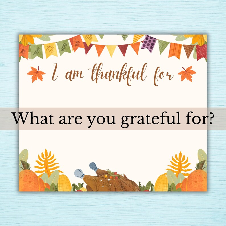 I Am Thankful For, Thanksgiving Gratitude Cards, Kids' Activity ...