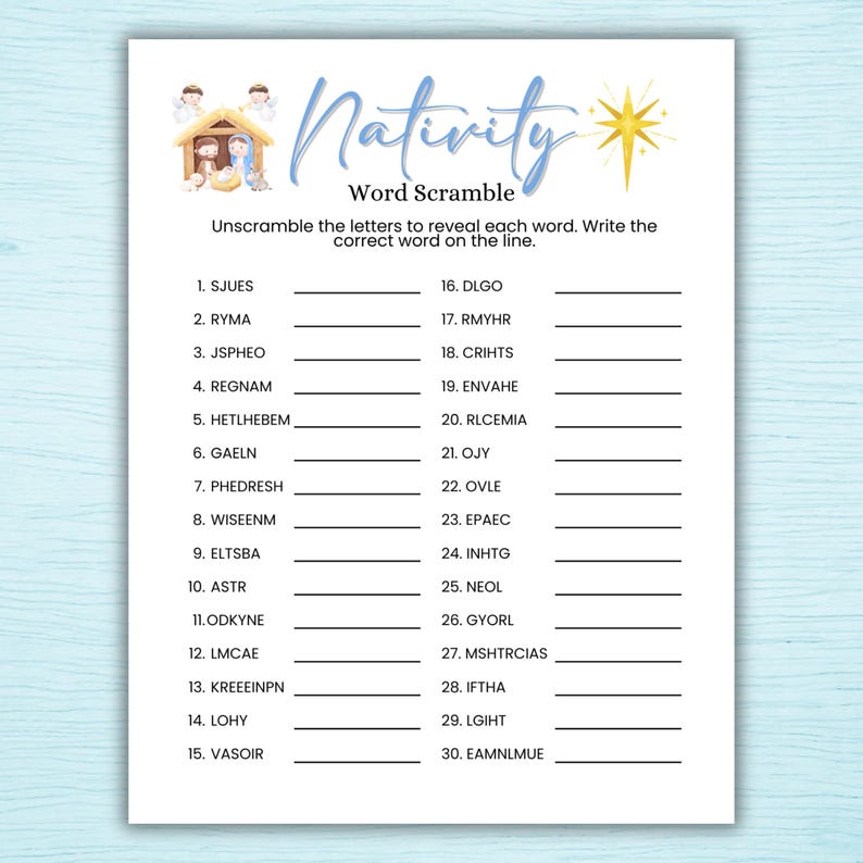 Nativity Word Scramble Game – Christian Christmas Activity, Bible Story ...