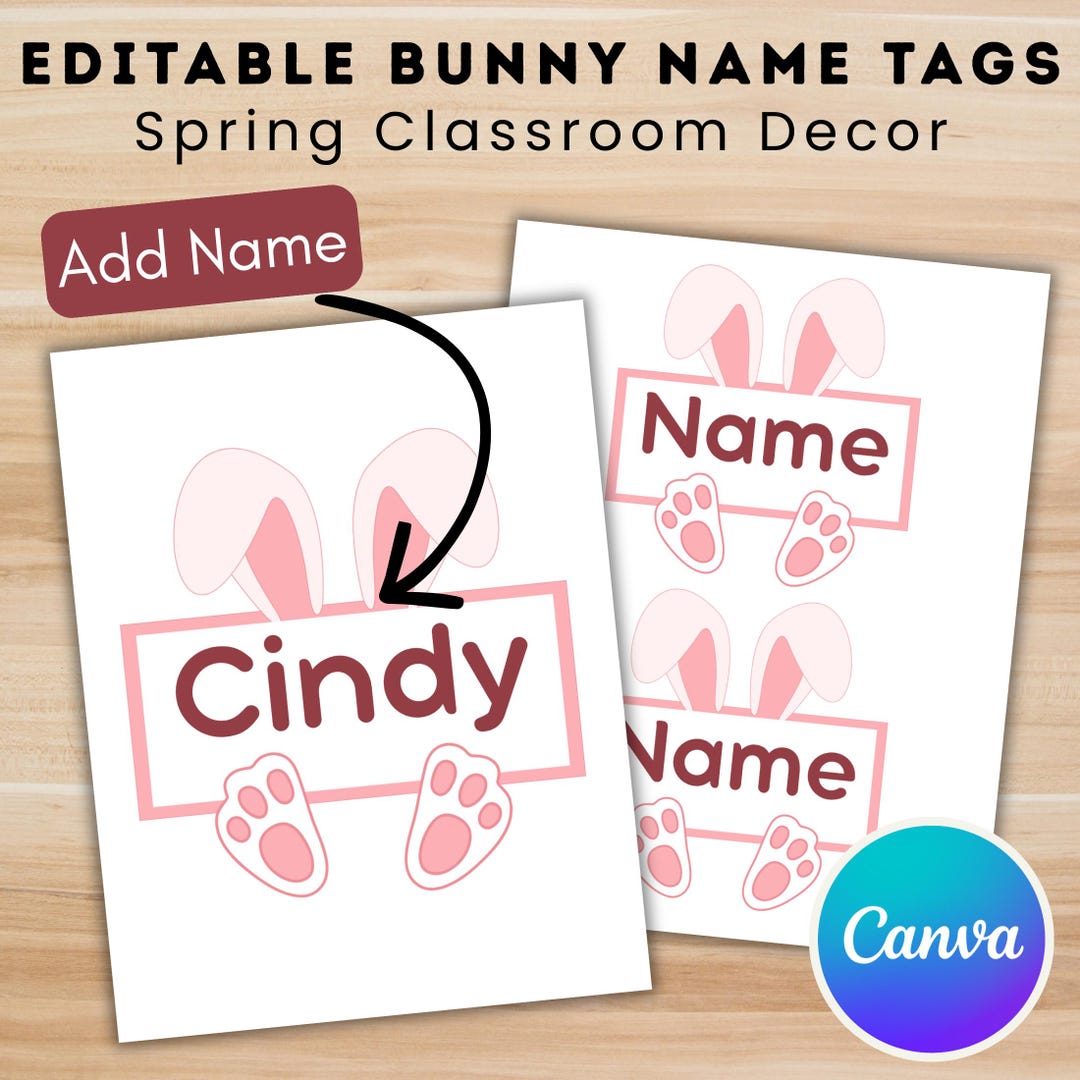 Editable Bunny Name Tags Printable, Spring Classroom Decor Labels ...