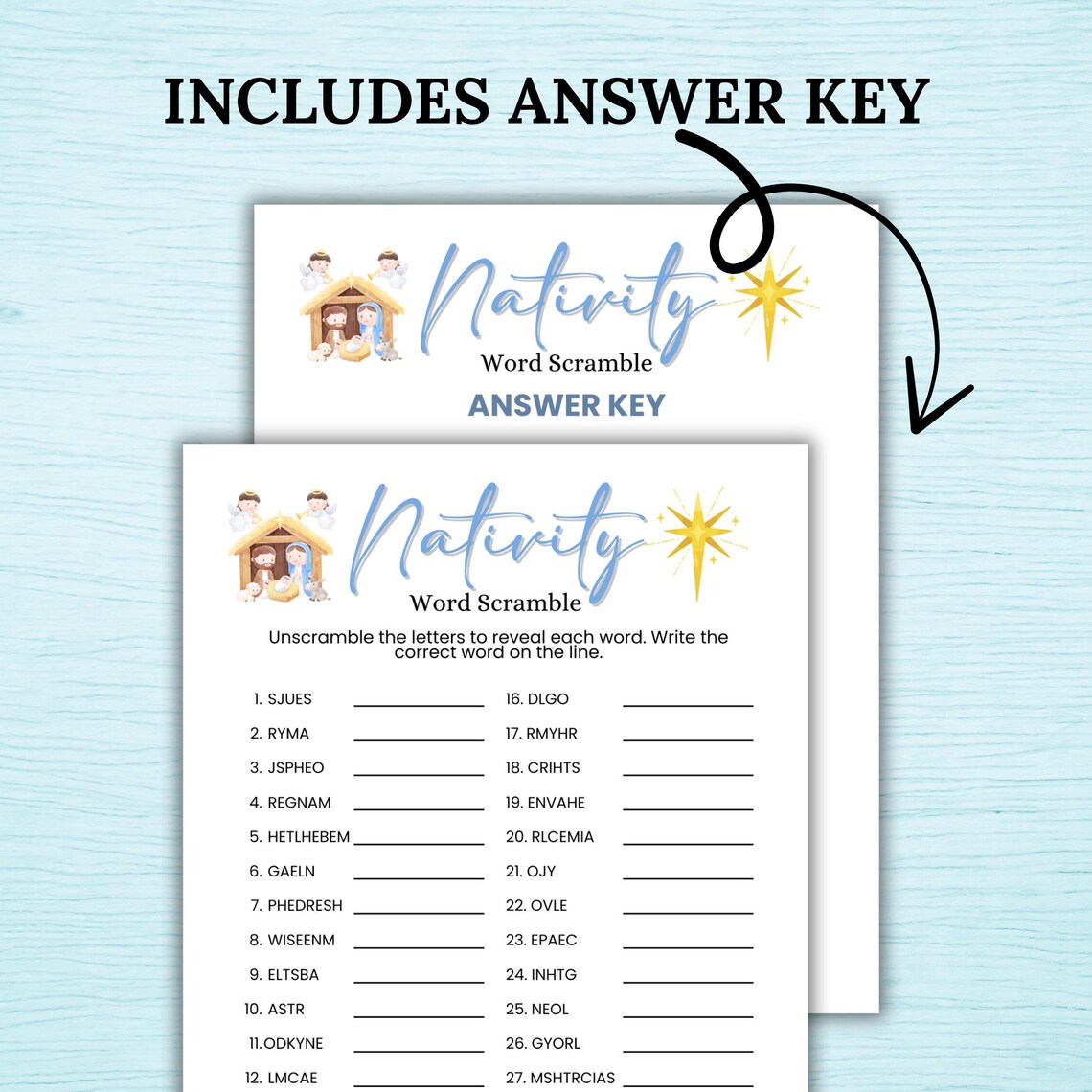 Nativity Word Scramble Game – Christian Christmas Activity, Bible Story ...