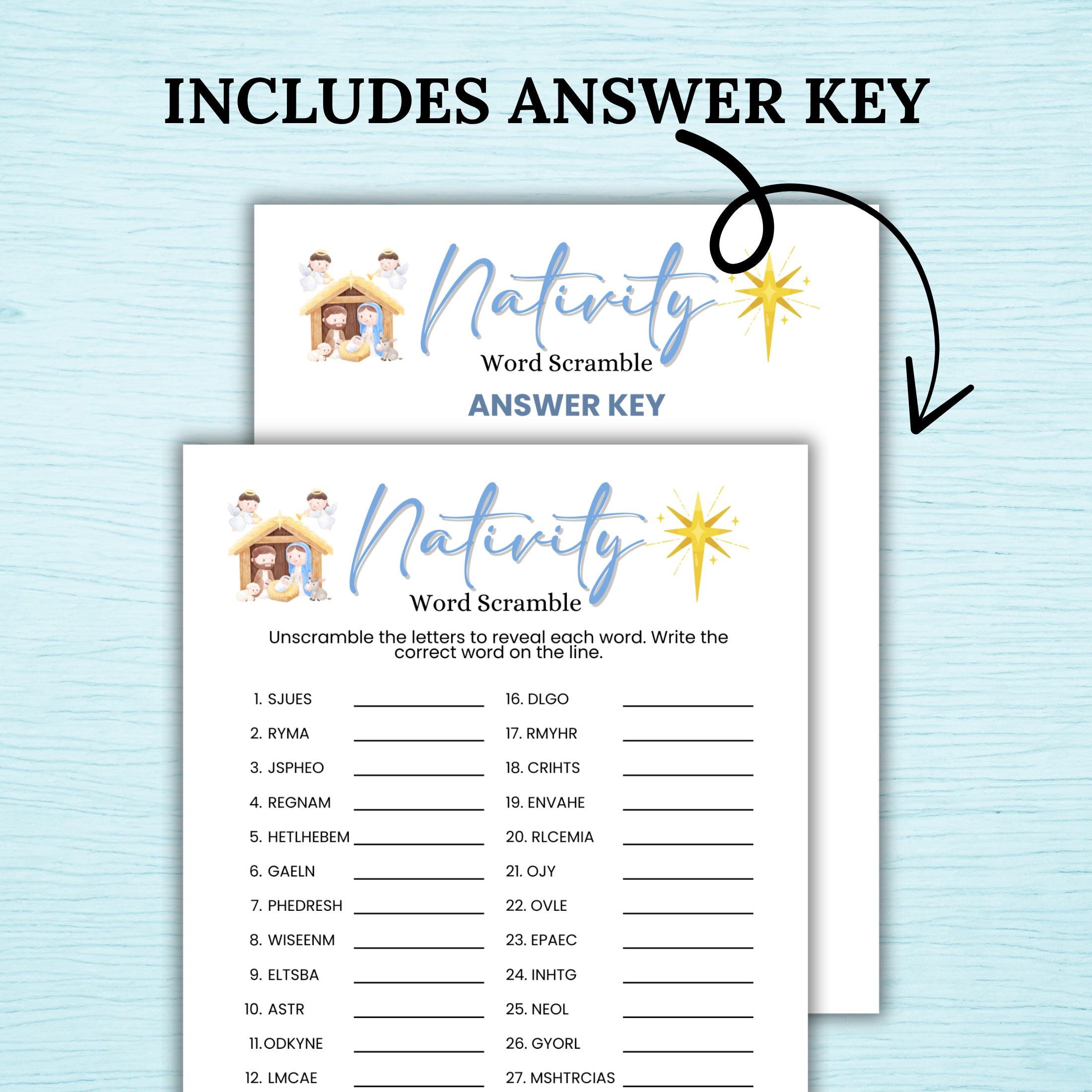 Nativity Word Scramble Game – Christian Christmas Activity, Bible Story ...