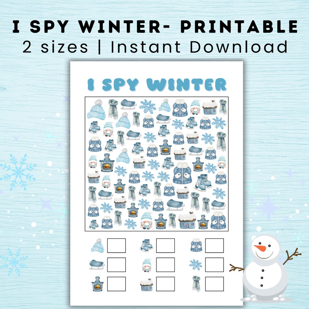I Spy Game Winter, Counting Game, Winter Activity Printable for Kids ...