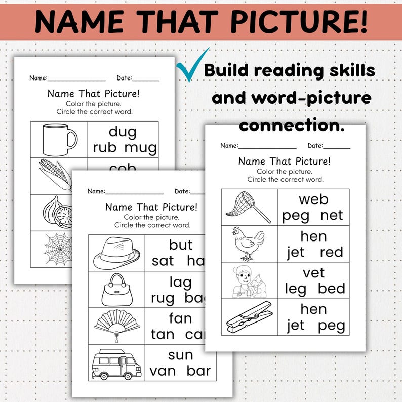 Printable CVC Word Worksheet Bundle: 70-page Phonics Activities (PDF ...