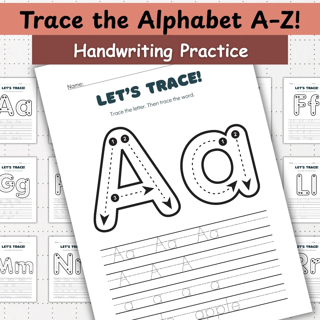 Preschool Alphabet Tracing Worksheets, ABC Tracing Book, Letters-words ...