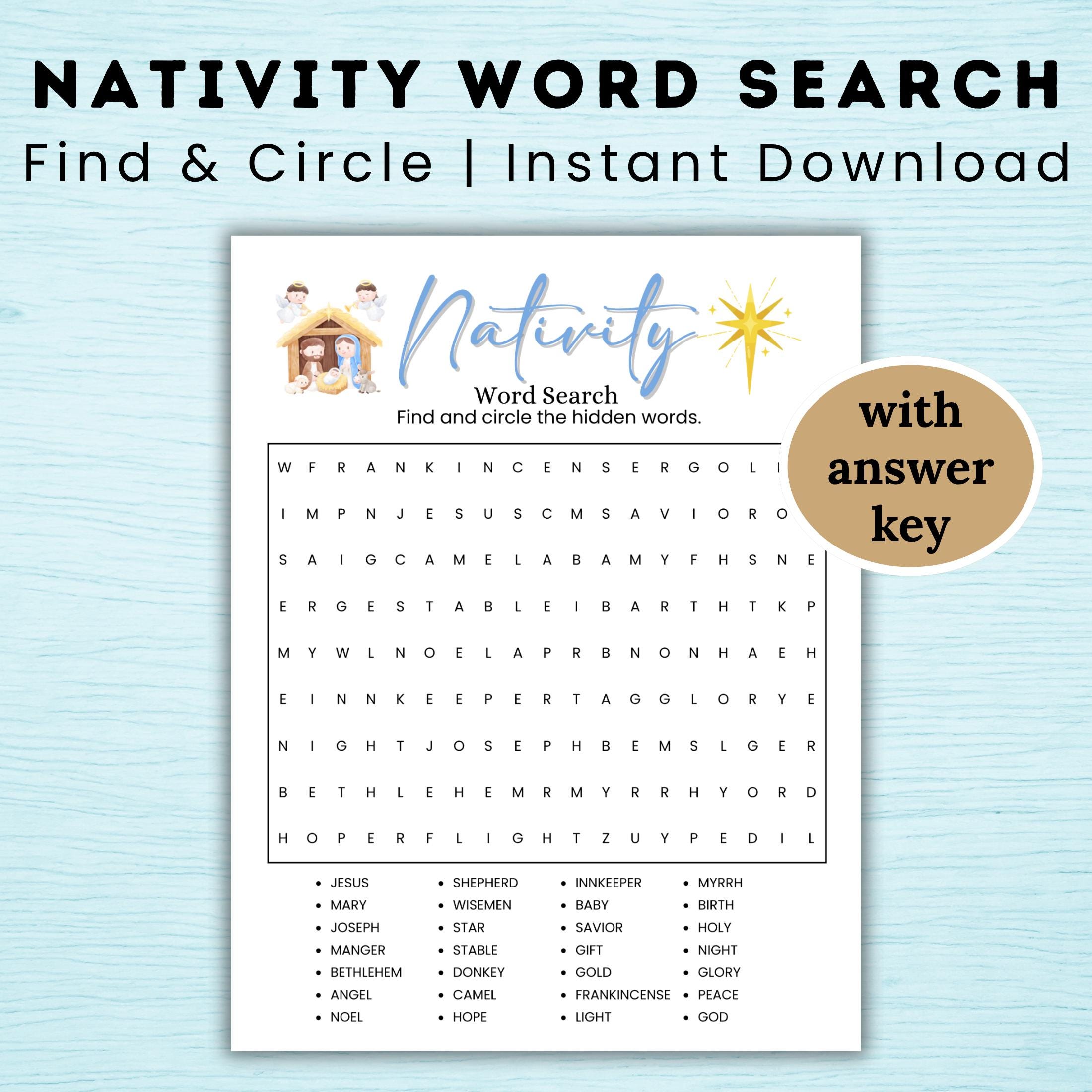 Nativity Word Search Printable: Christmas Activity for Teens & Adults ...
