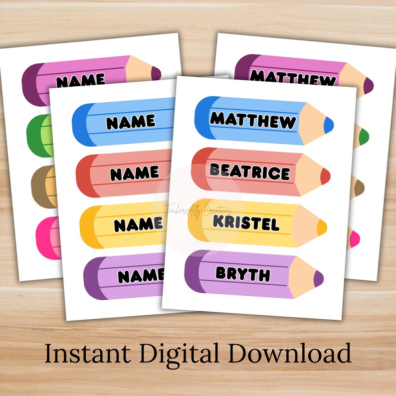 Editable Pencil Name Tags, Classroom Desk Labels, Back to School ...