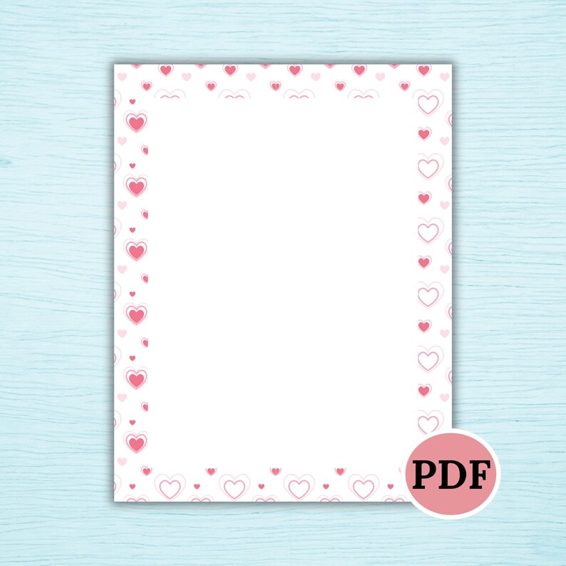 Valentine Hearts Page Borders, Printable Stationery, Love Frames ...